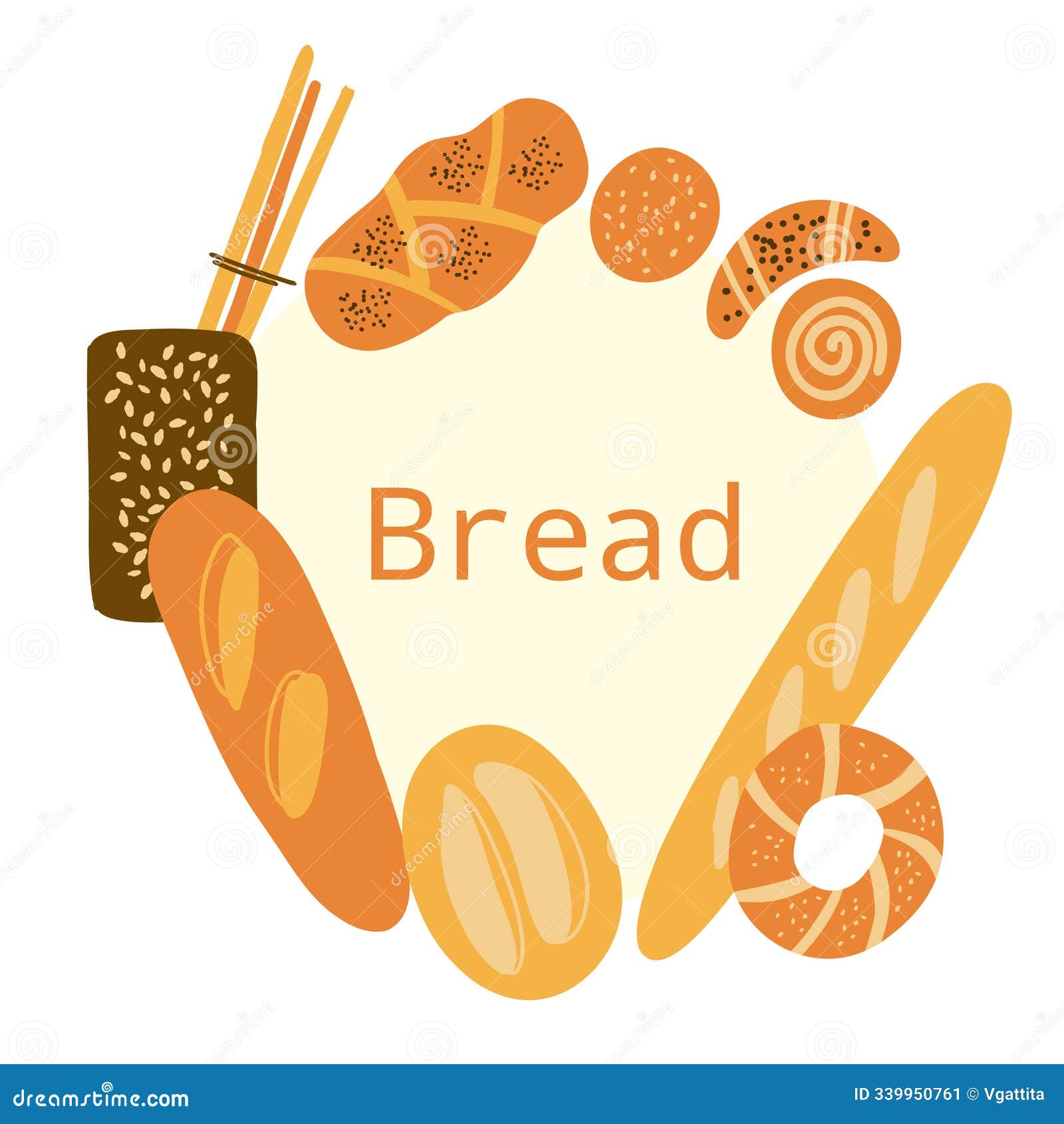 Assortment of Delicious Bread Types in a Circular Layout Artistic ...