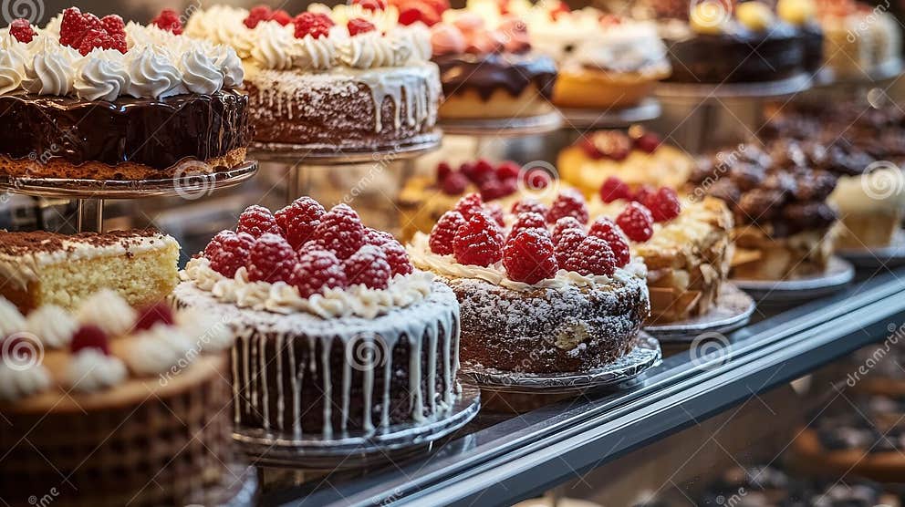Assortment of Delicious Cakes and Pastries Displayed in a Bakery ...