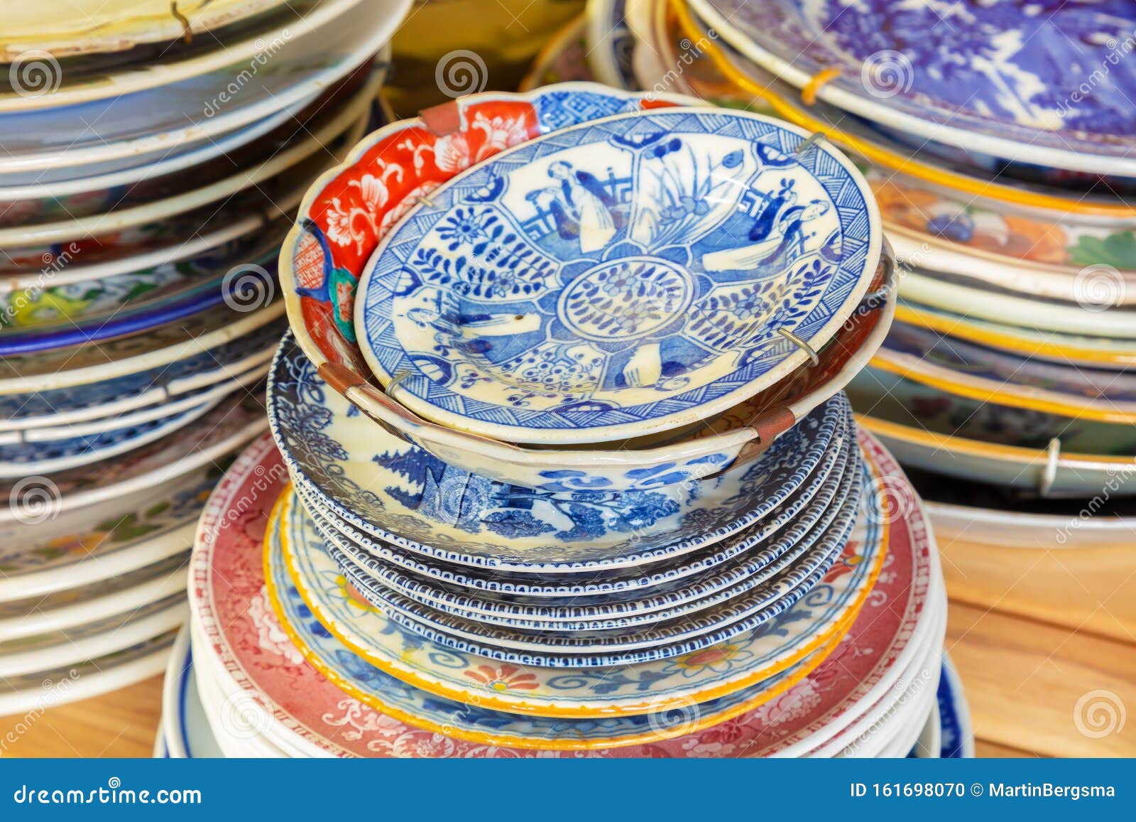 Assortment of Different Ancient Dutch Porcelain Dishes from Delft Stock ...