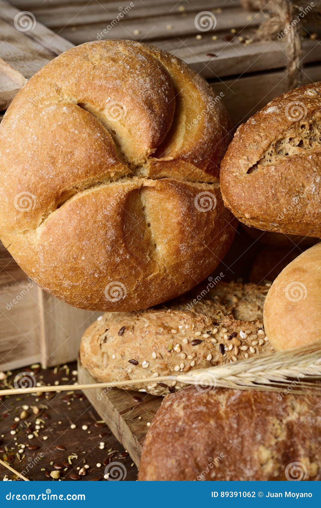 Assortment of Different Bread Rolls Stock Photo - Image of flour ...