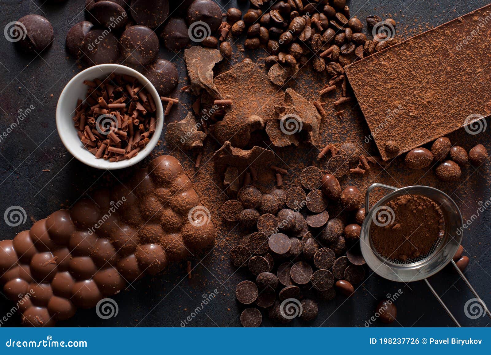Assortment of Different Chocolate Pieces. Stock Photo - Image of melted ...
