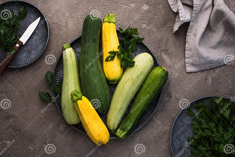 Assortment of Different Color of Zucchini Stock Image - Image of ...