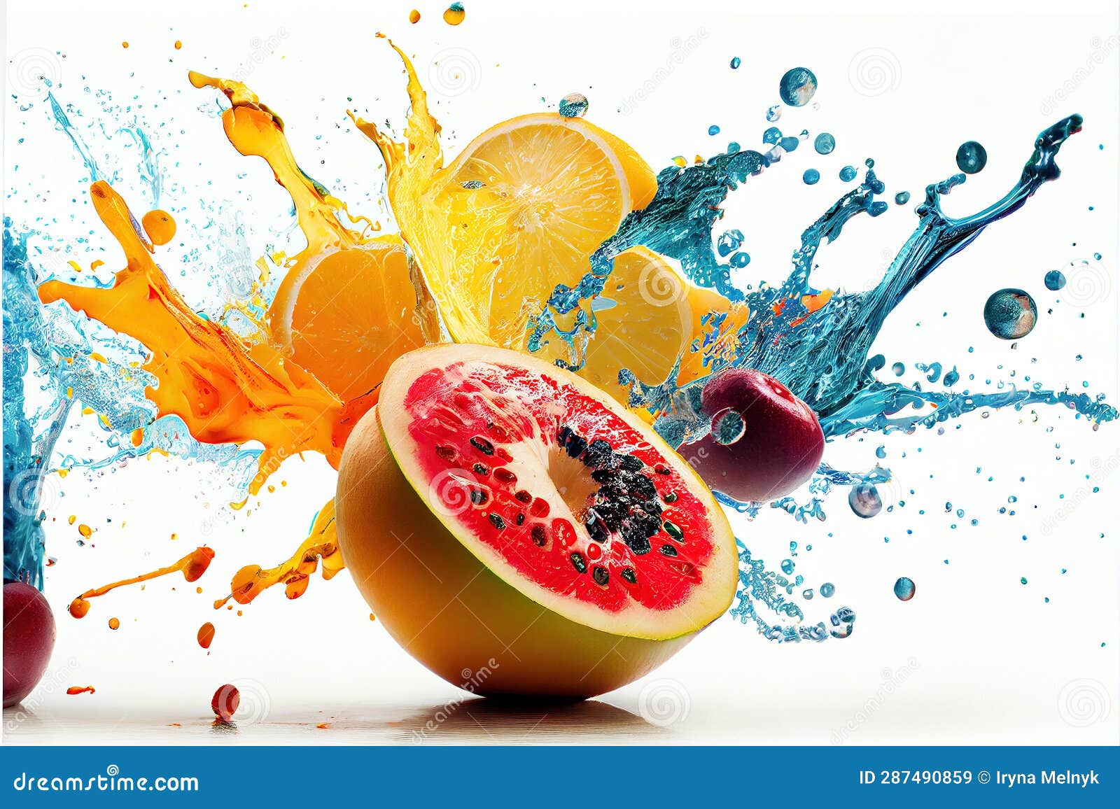 Different Exotic and Fantastic Fruits and Berries, Mixed Fruit Falling ...