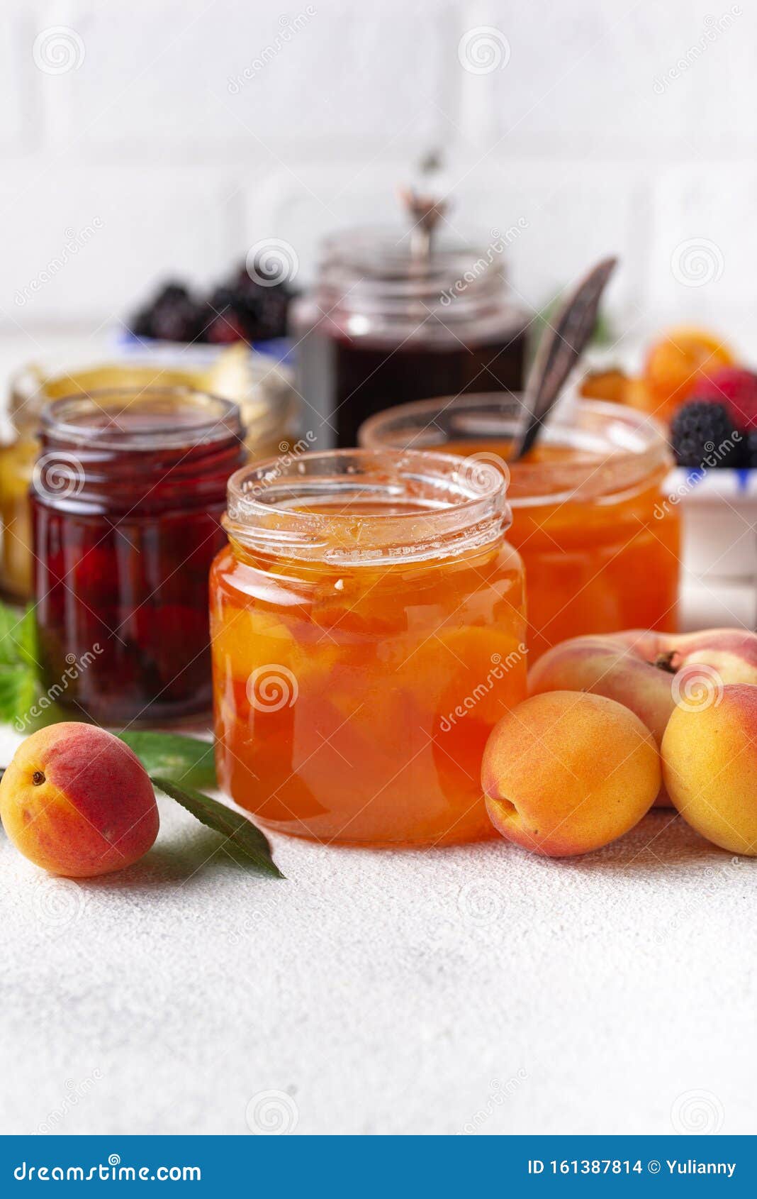 Assortment of Different Jams in Jars Stock Photo - Image of apricot ...
