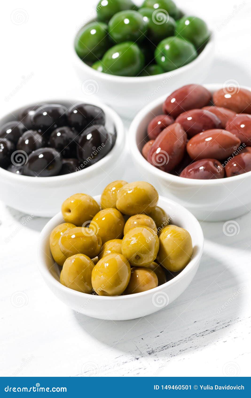 Assortment of Different Kinds of Organic Olives on White Table ...