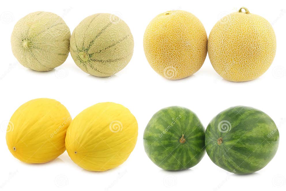 Assortment of Different Melon Varieties Stock Photo - Image of colorful ...