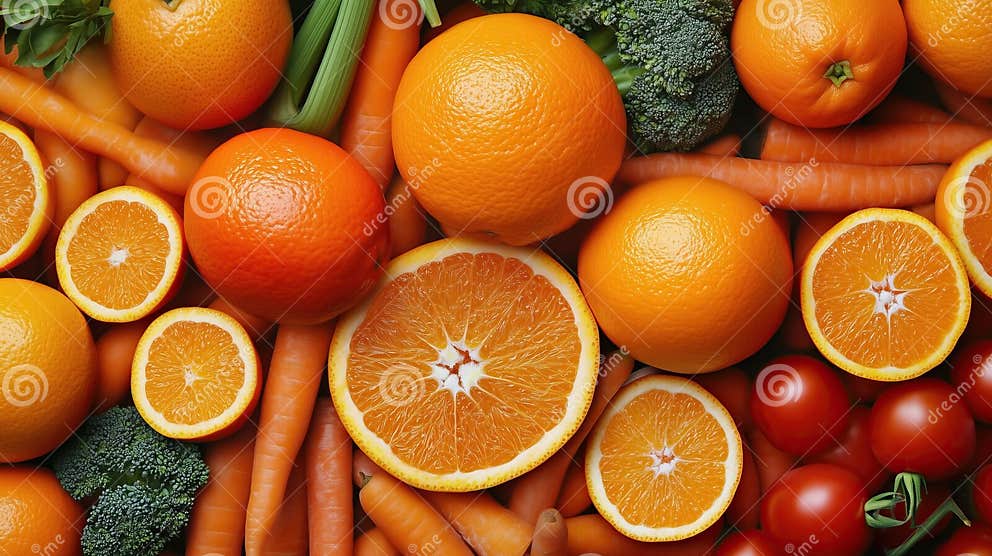 Assortment of Different Orange Fruit and Vegetable Stock Photo - Image ...