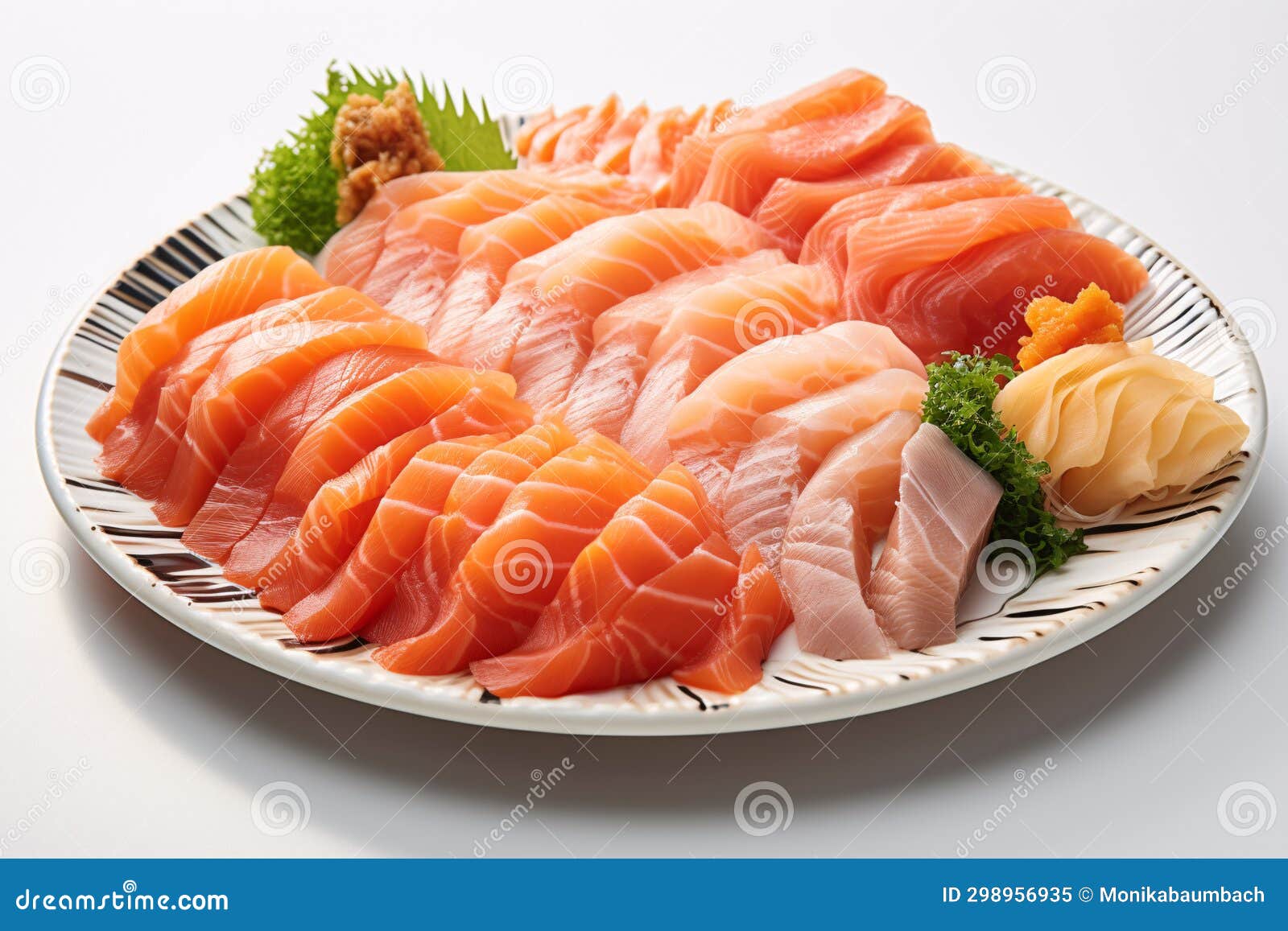 Assortment of Different Raw Sashimi Fish on Plate Stock Illustration ...