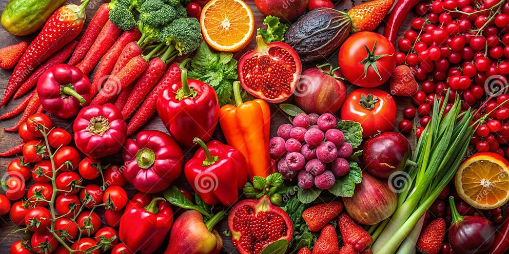 Assortment of Different Red Fruit and Vegetable AI-Generated Content ...