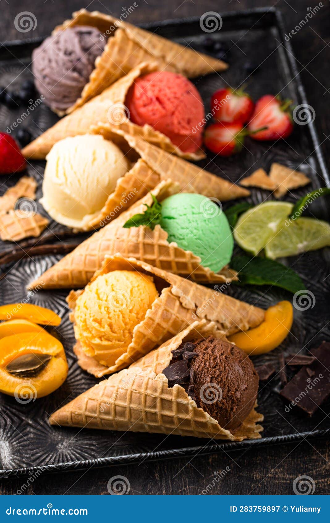 Assortment of Different Taste of Ice Cream Stock Image - Image of ...