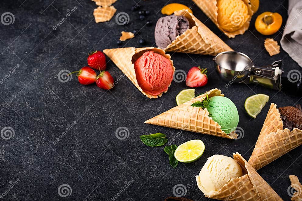 Assortment of Different Taste of Ice Cream Stock Image - Image of tasty ...