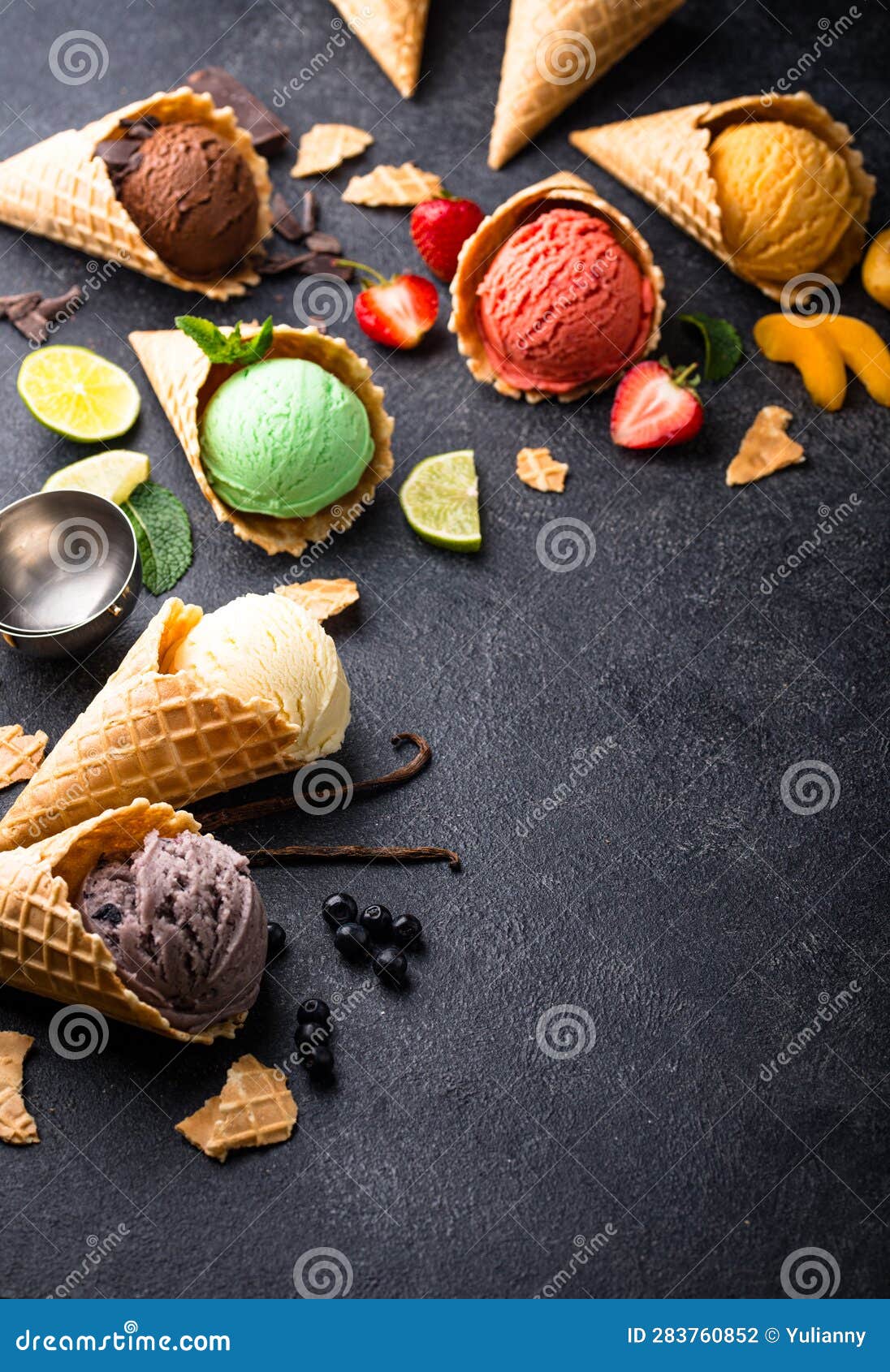 Assortment of Different Taste of Ice Cream Stock Photo - Image of cold ...