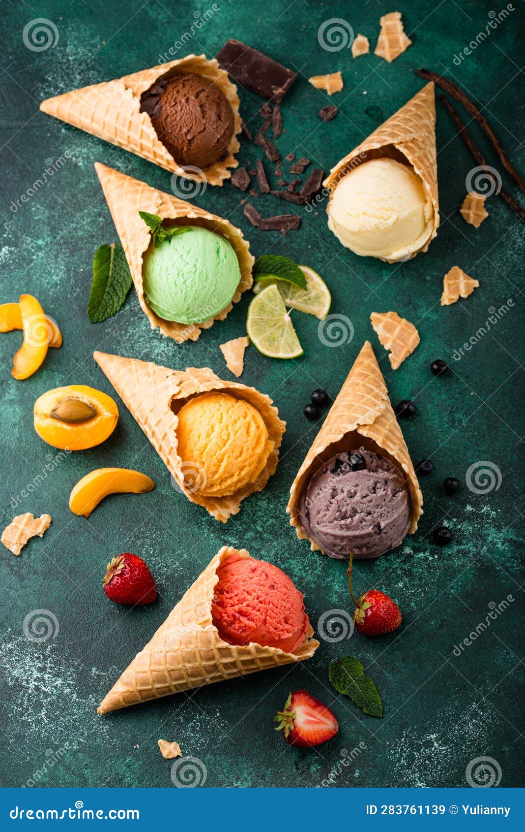 Assortment of Different Taste of Ice Cream Stock Image - Image of dairy ...