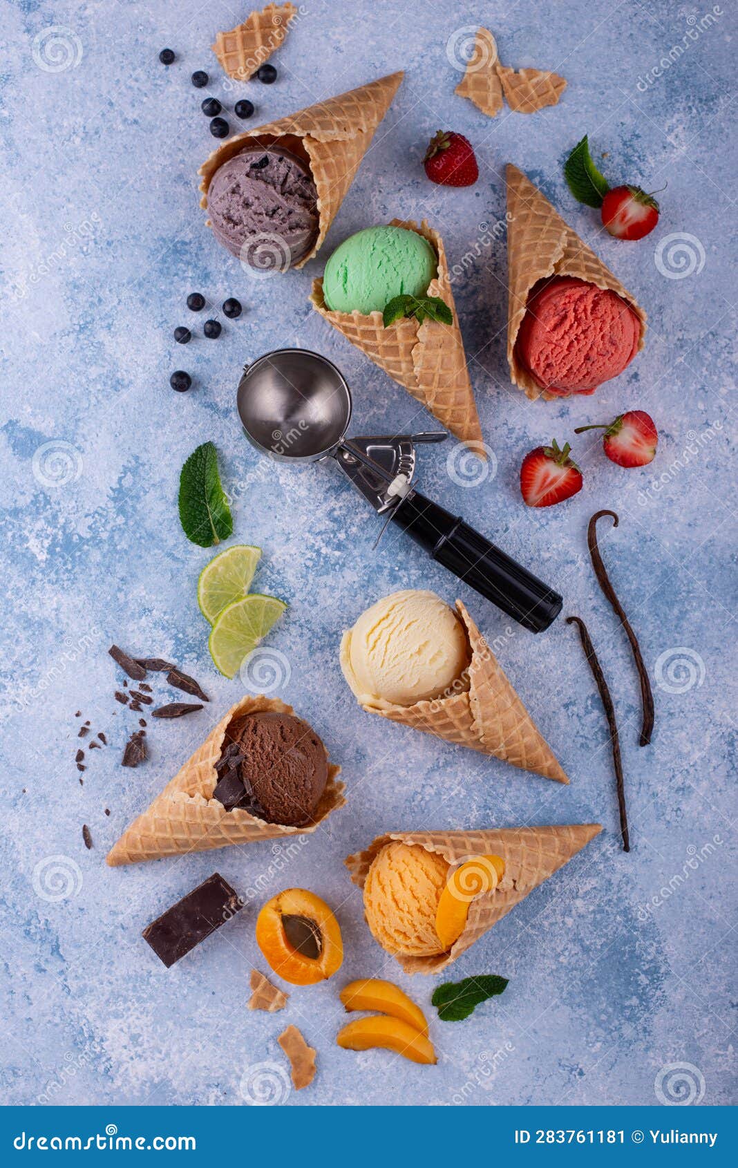 Assortment of Different Taste of Ice Cream Stock Image - Image of sweet ...