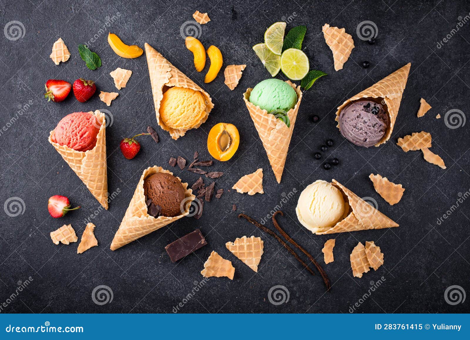 Assortment of Different Taste of Ice Cream Stock Image - Image of ball ...