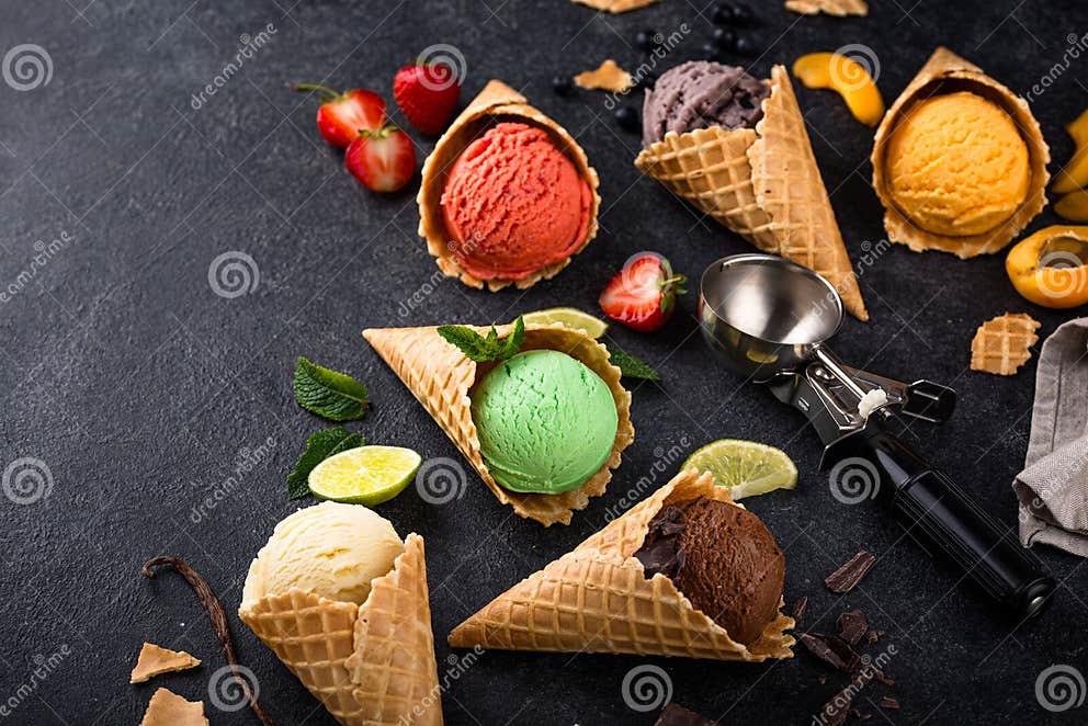 Assortment of Different Taste of Ice Cream Stock Photo - Image of food ...