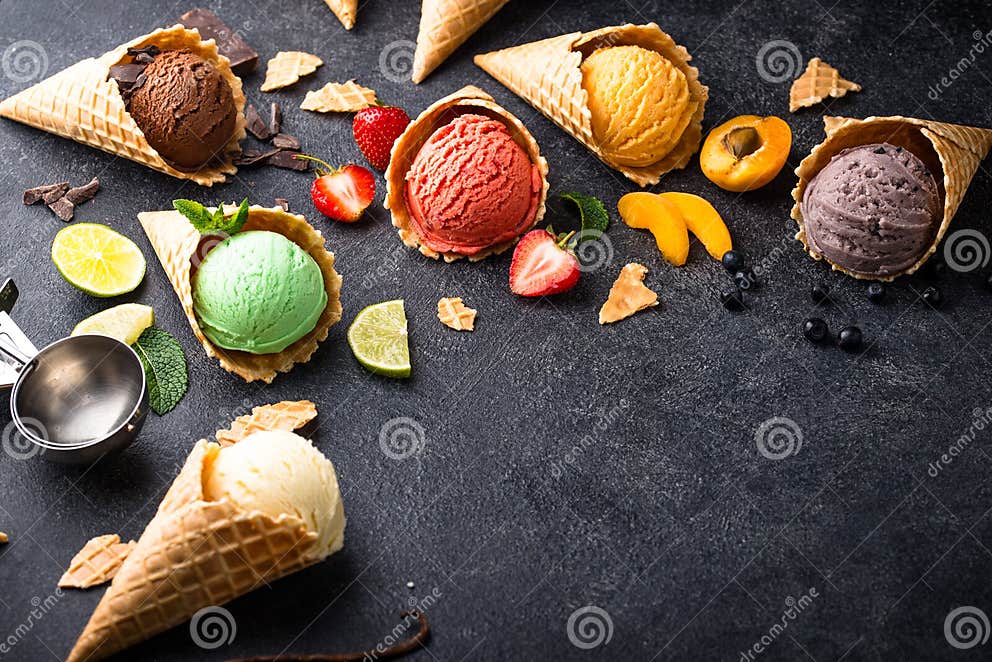 Assortment of Different Taste of Ice Cream Stock Photo - Image of cream ...