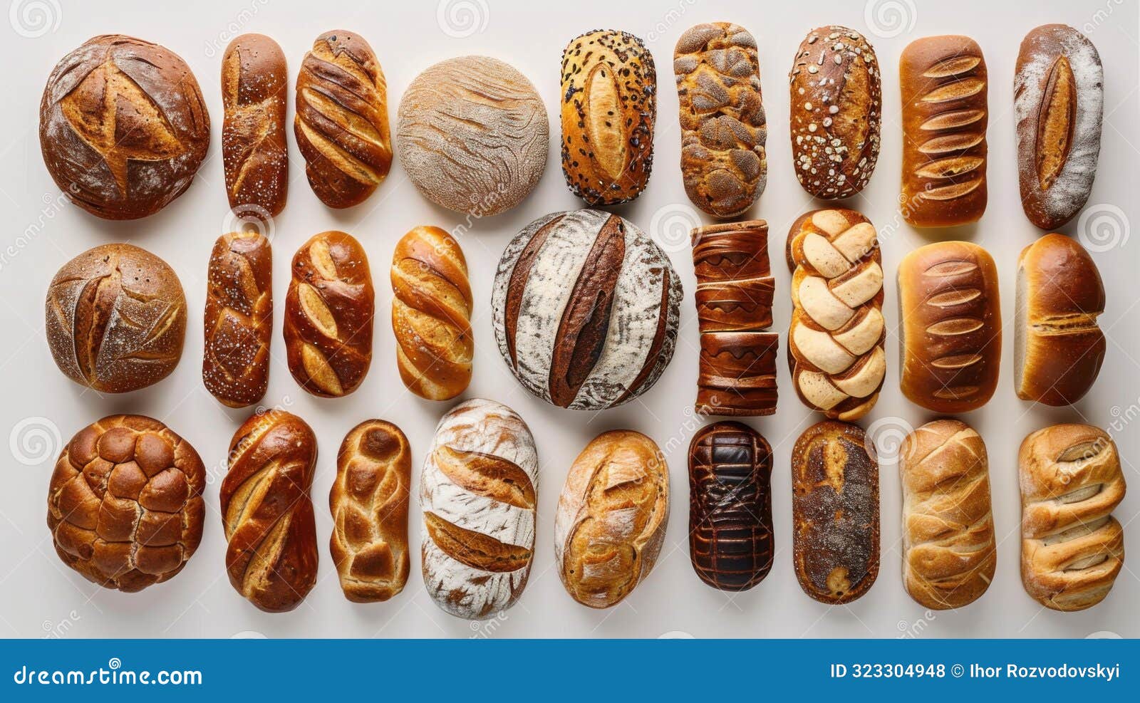 An Assortment of Different Types of Bread Stock Photo - Image of flour ...