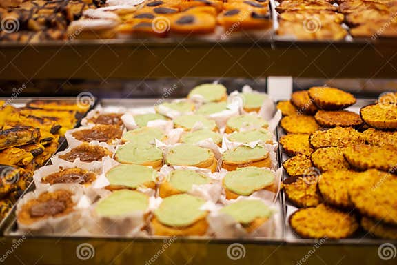Assortment of Different Types of Cookies on a Counter in a Bakery Stock ...