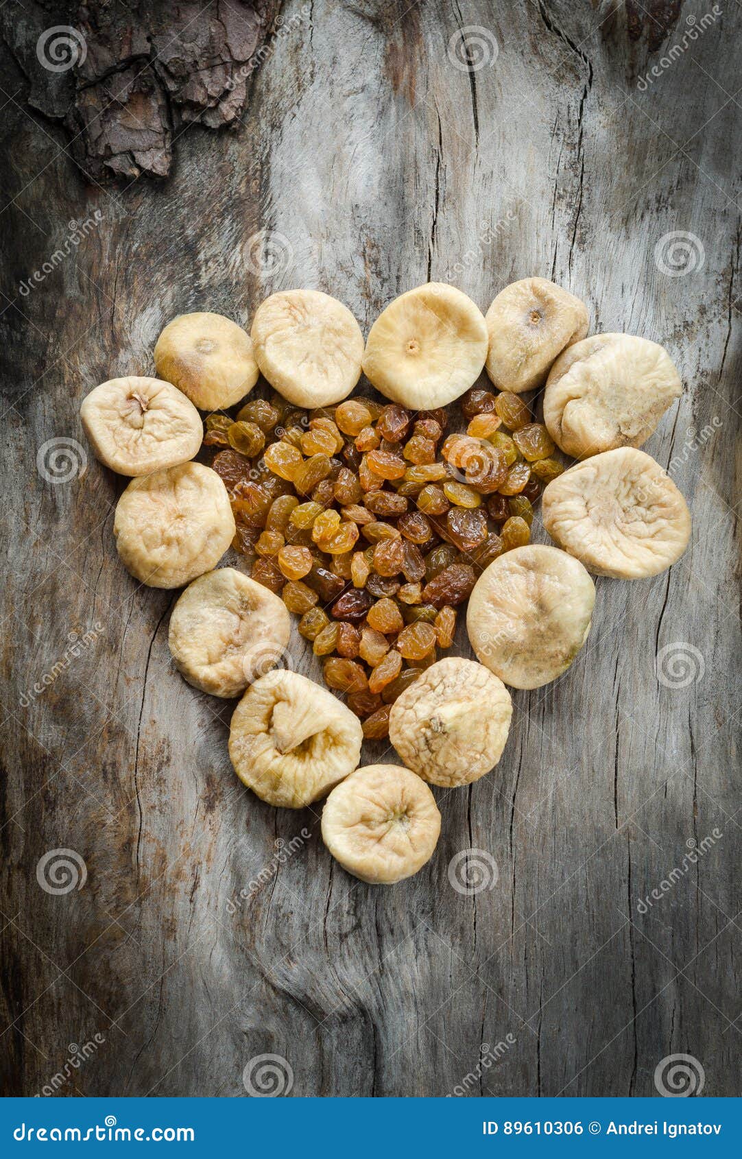 Assortment of Dried Figs and Raisins in the Form of Heart. Stock Photo ...
