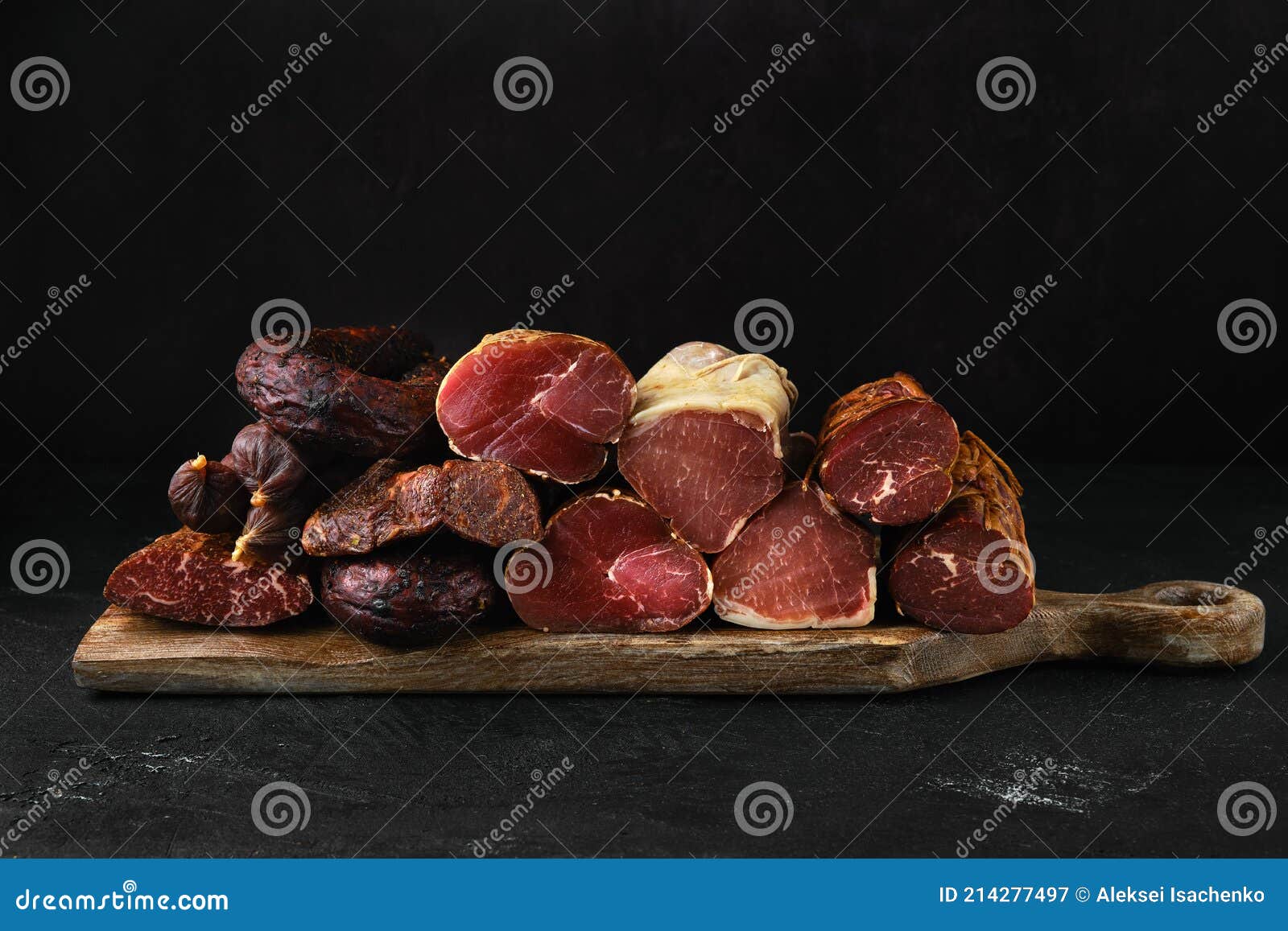 Assortment of Dry-cured Beef Meat and Sausages Stock Image - Image of ...