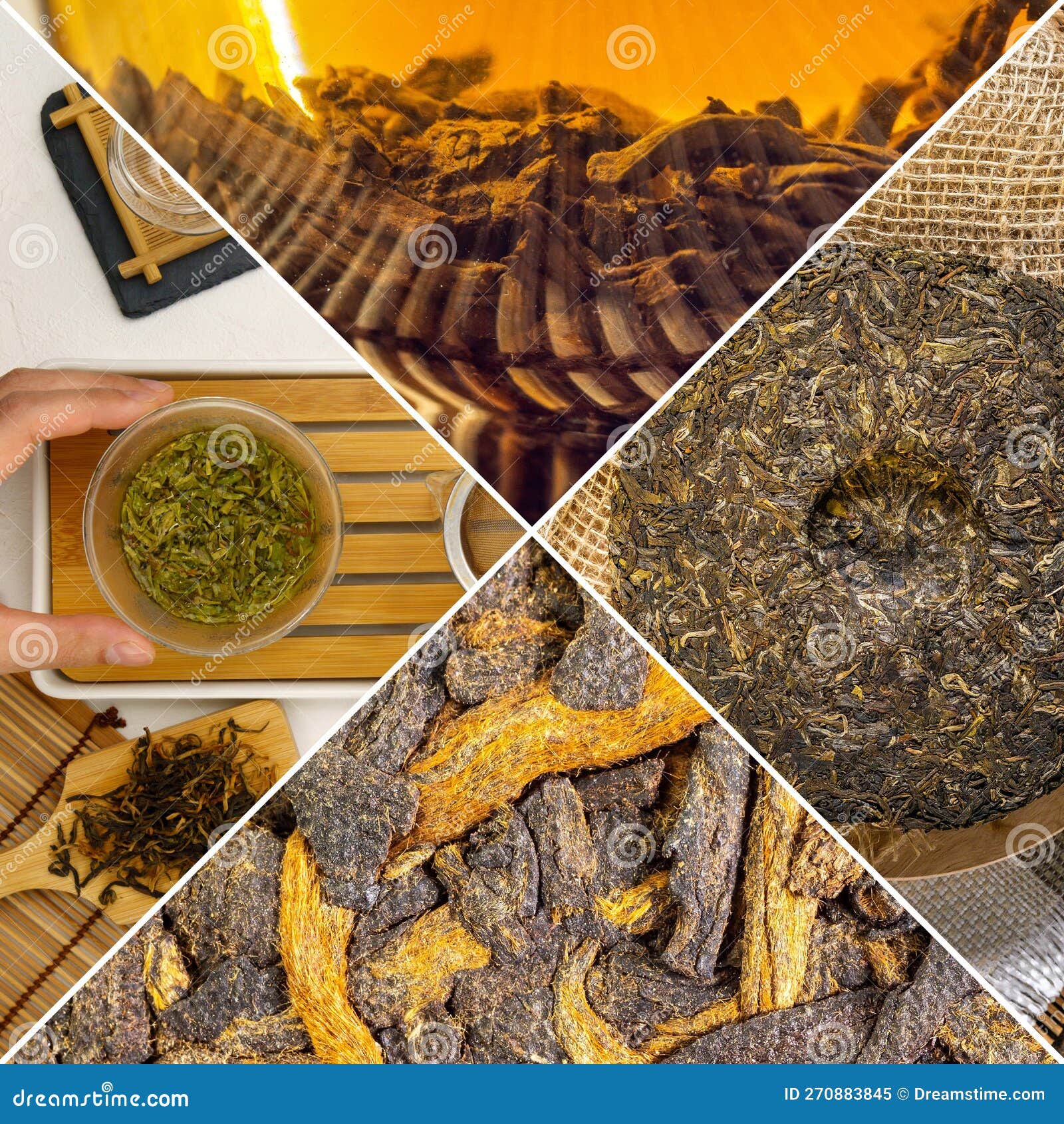 Assortment of Dry Tea Collage. Tea Composition with Different Kind of ...