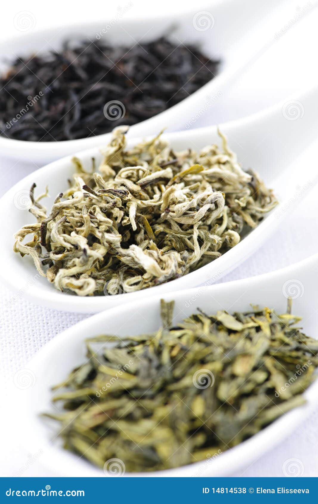Assortment of Dry Tea Leaves in Spoons Stock Photo - Image of health ...