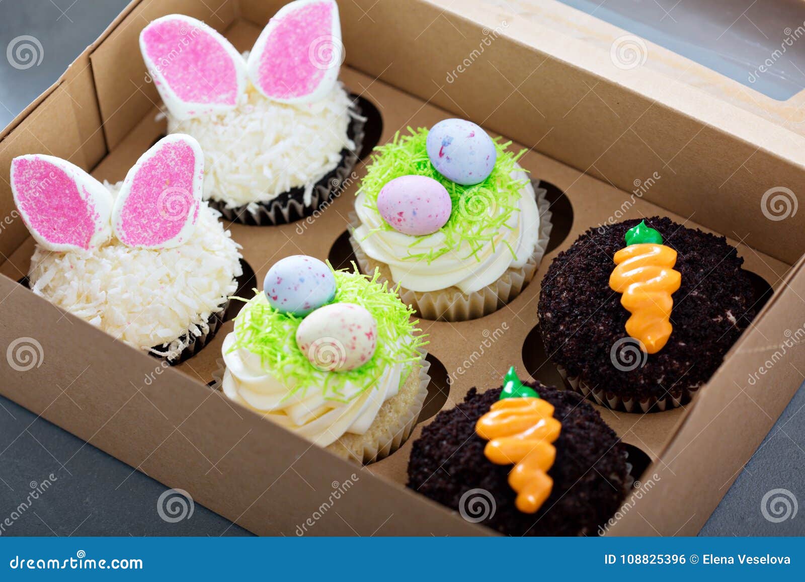 Assortment of Easter Cupcakes in a Box Stock Photo - Image of decorated ...
