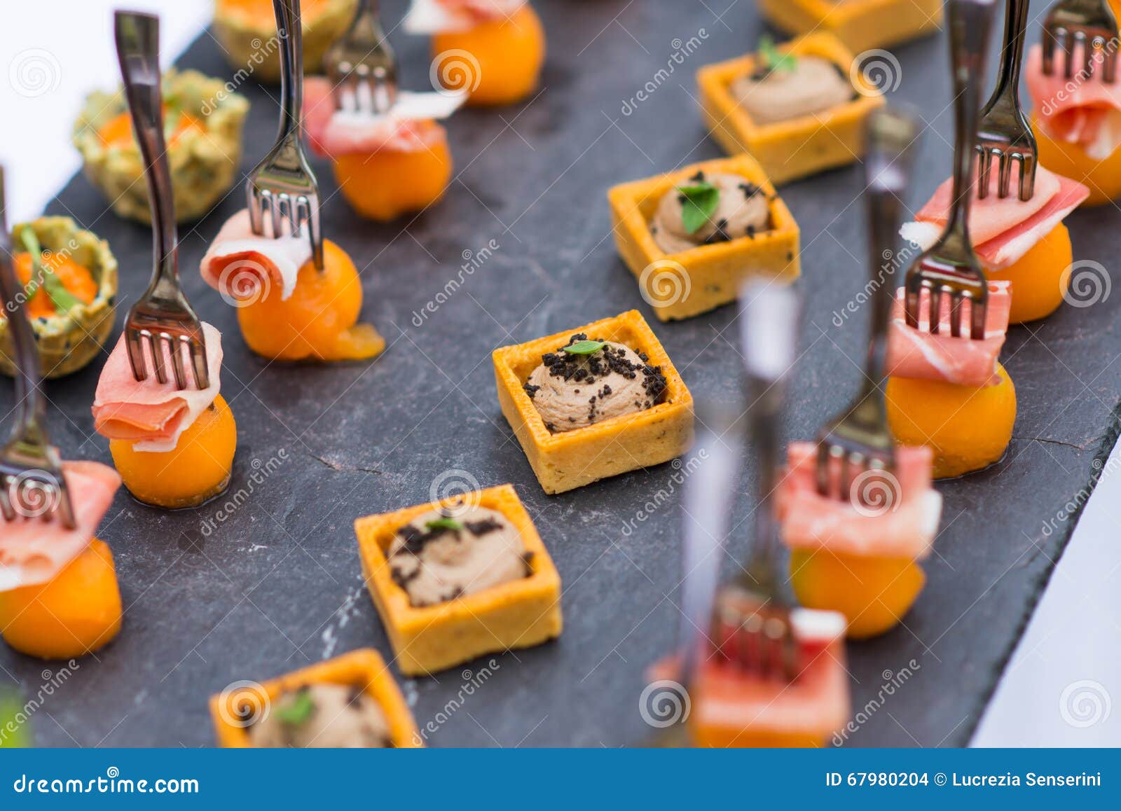 Assortment Festive Appetizers Stock Photo - Image of small, catering ...