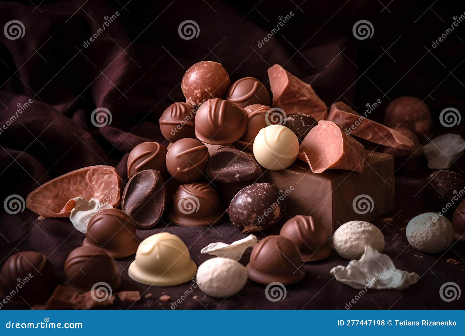 An Assortment of Fine Chocolates. Chocolate Candies with Various ...