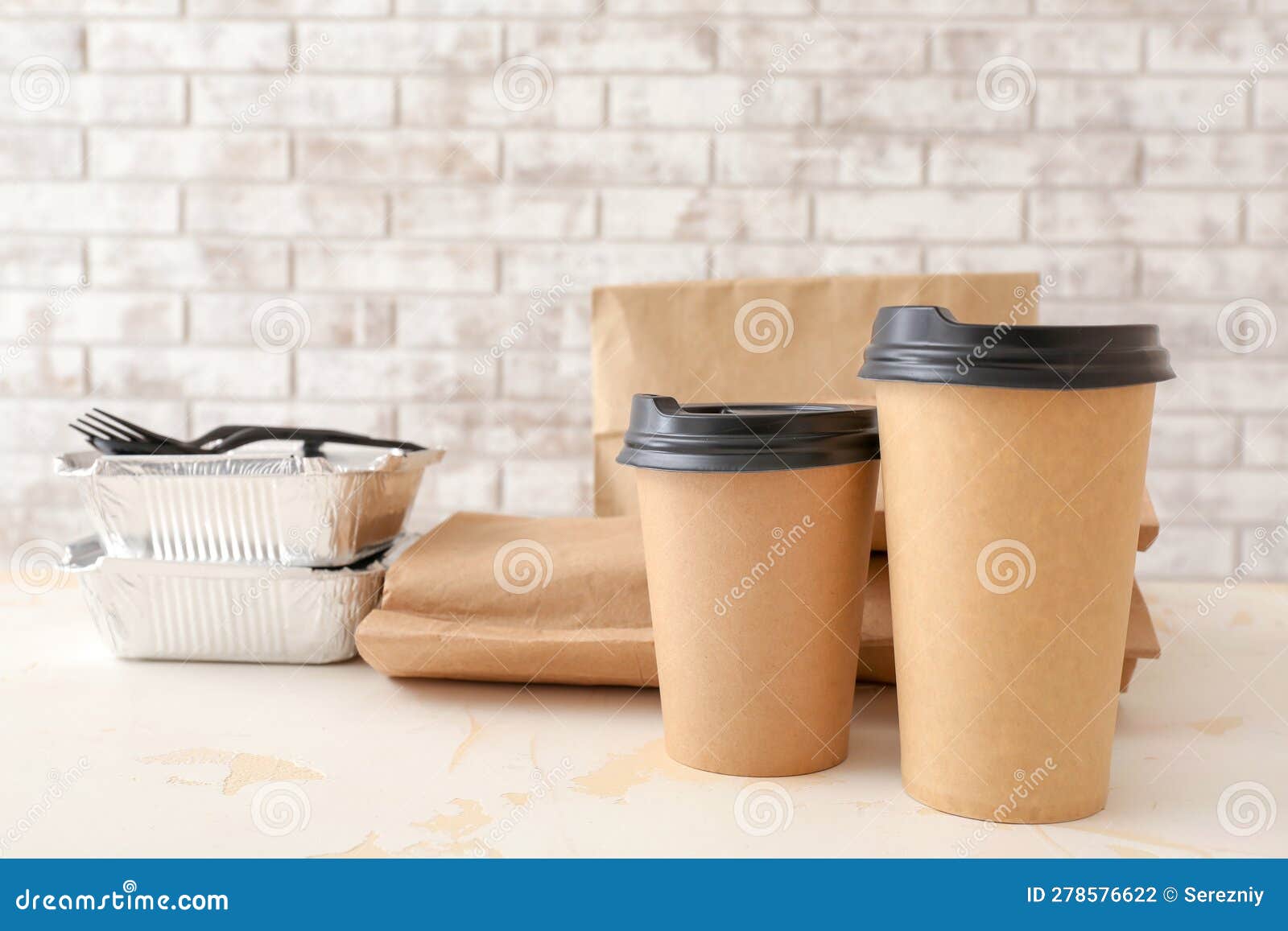 Assortment of Food Delivery Containers on Table Stock Photo - Image of ...