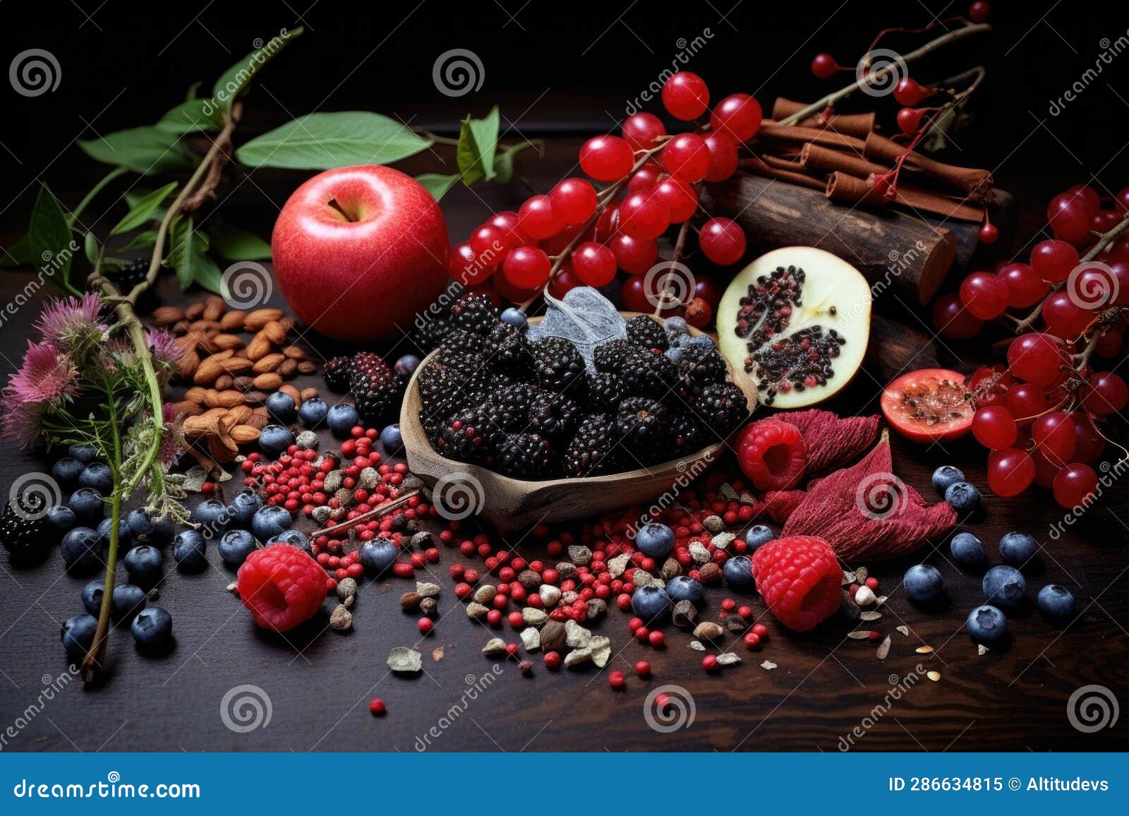 An Assortment of Foraged Berries and Seeds Stock Image - Image of ...