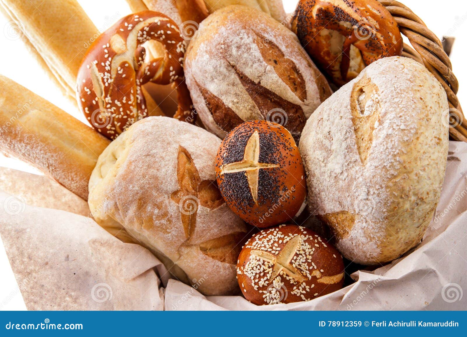 Assortment of Fresh Bread on Basket Stock Image - Image of sourdough ...
