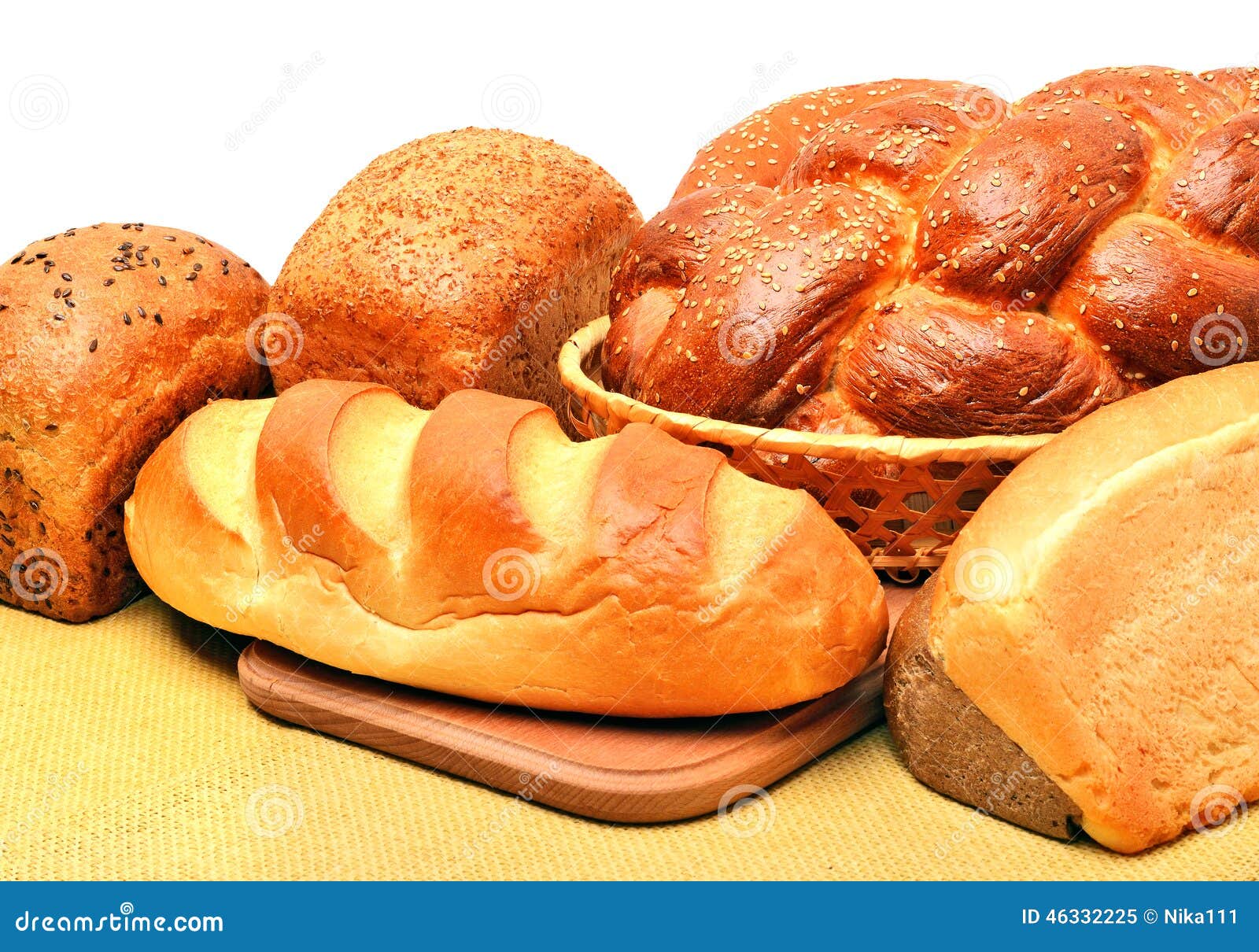 Assortment of Fresh Bread on the Tablecloth Stock Image - Image of ...