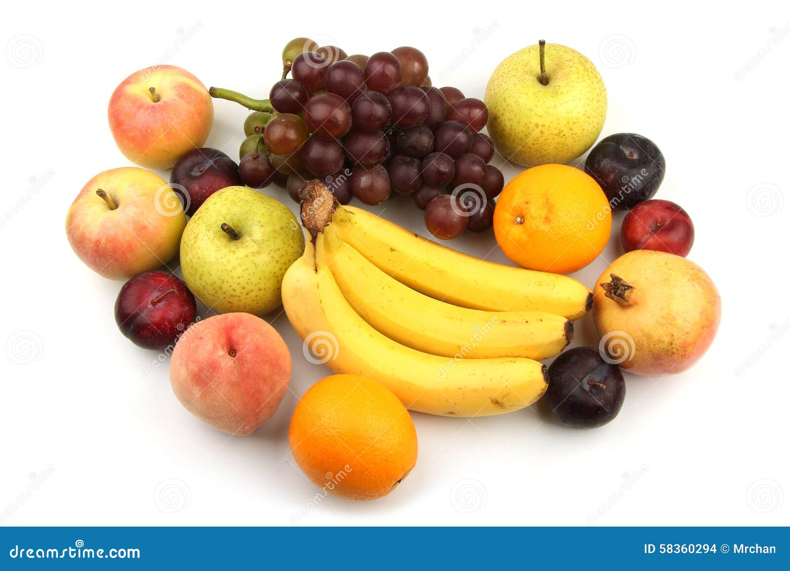 Assortment of Fresh Fruits Isolated on White Stock Photo - Image of ...