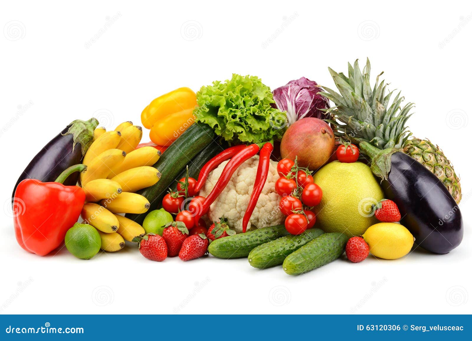 Assortment Fresh Fruits and Vegetables Stock Photo - Image of ...