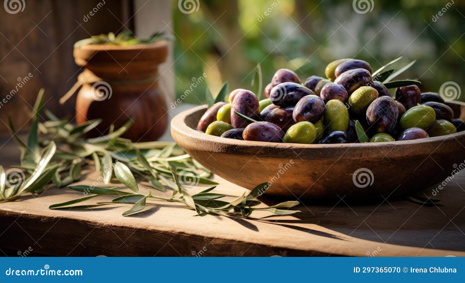 Assortment of Fresh Olives in a Plate on a Rustic Table. Generative AI ...