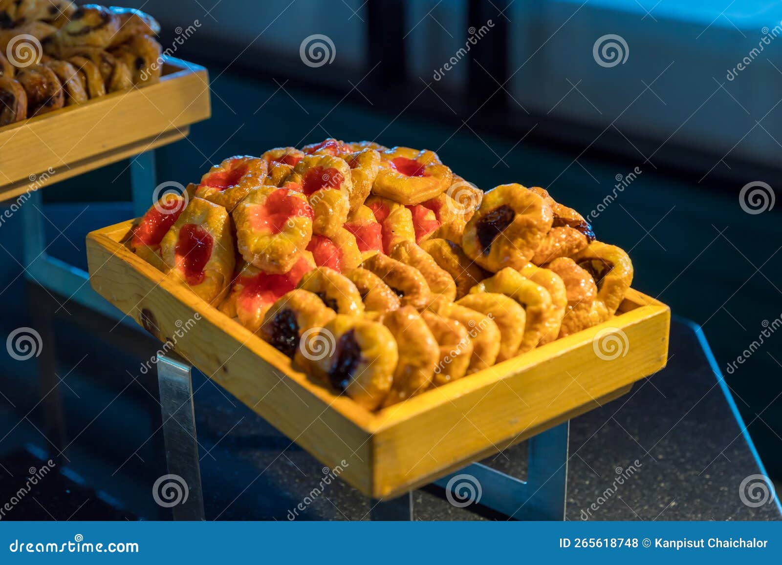 Assortment of Fresh Pastry on Table in Buffet. Breakfast Lines of ...