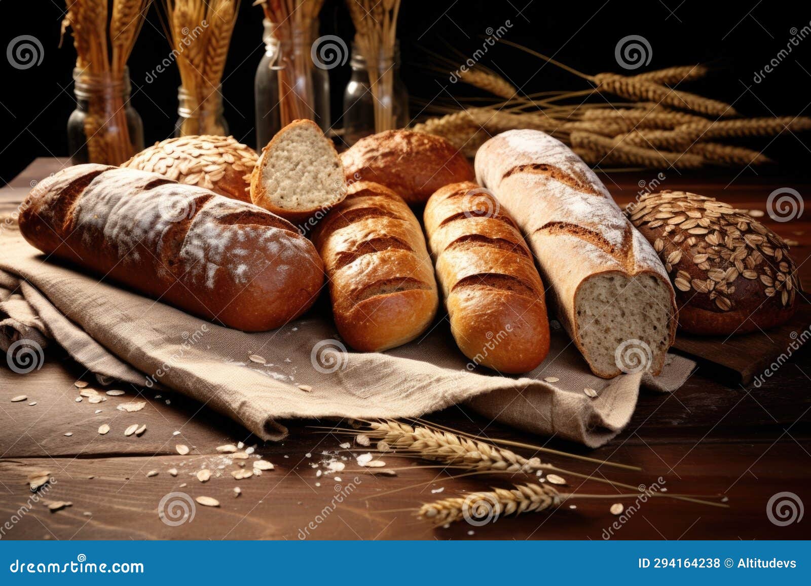 Assortment of Freshly Baked Whole Grain Breads Stock Illustration ...