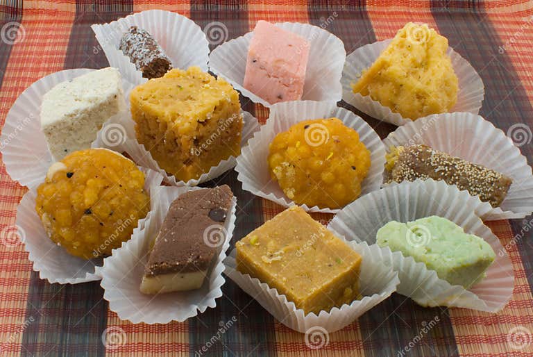 Assortment of Freshly Prepared Indian Sweets Stock Image - Image of ...