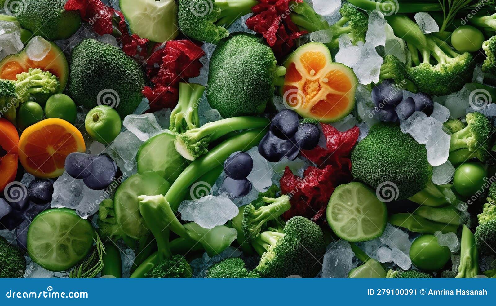 Assortment of Frozen Vegetables on Ice. Generative Ai Stock ...