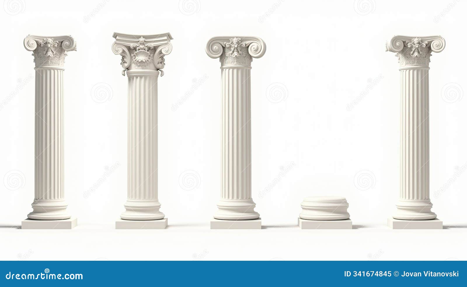 Collection of Different Greek Columns on White Background Stock ...