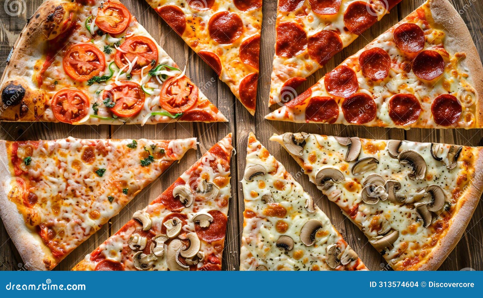 Assortment of Handcrafted Artisan Pizza Slices with Array of Toppings ...