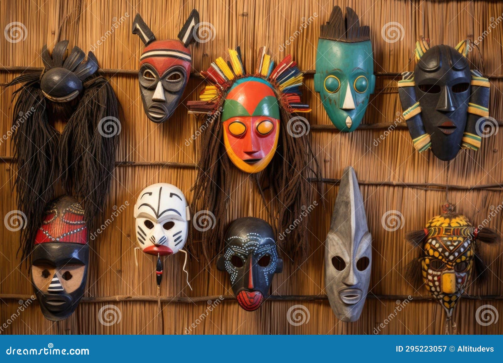 Assortment of Handmade Masks from Different African Tribes Stock Image ...