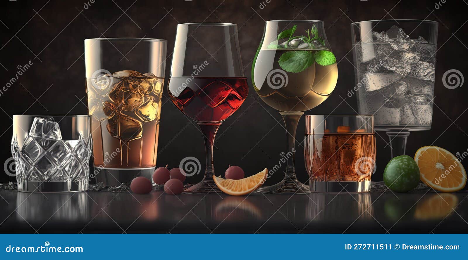 Assortment of Hard Strong Alcoholic Drinks and Spirits. Generative AI ...