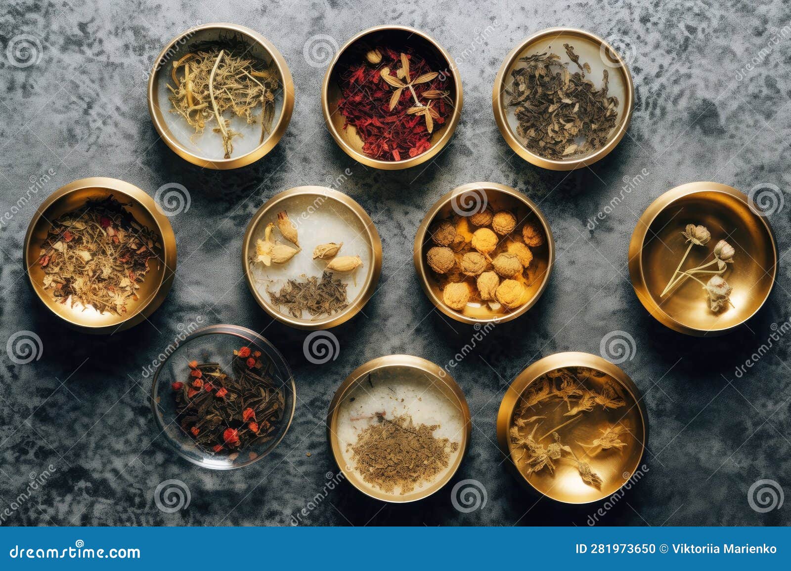 Assortment of Herbal Teas. Top View Stock Illustration - Illustration ...