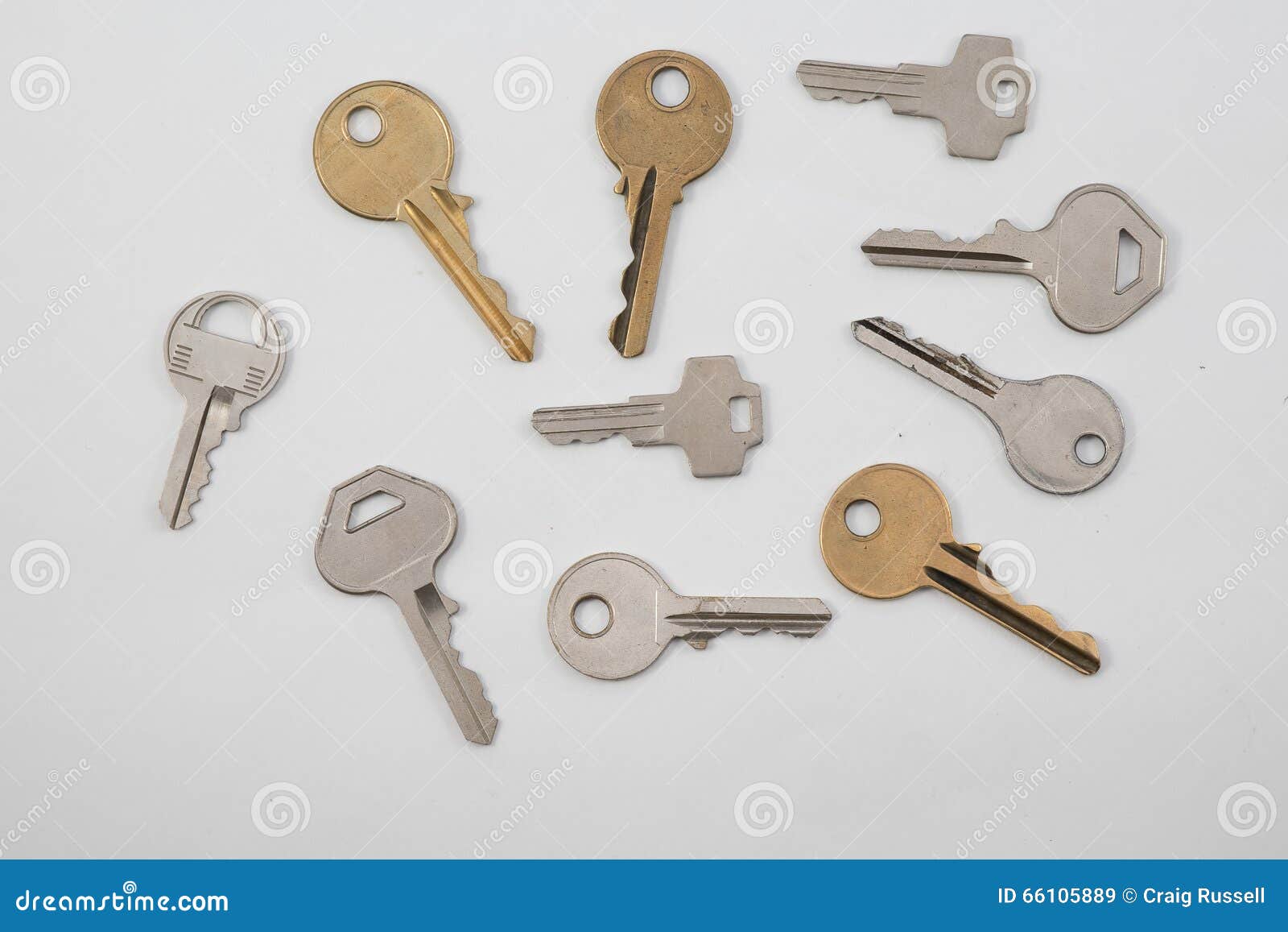 Assortment of Keys on Plain Background Stock Image - Image of entrance ...