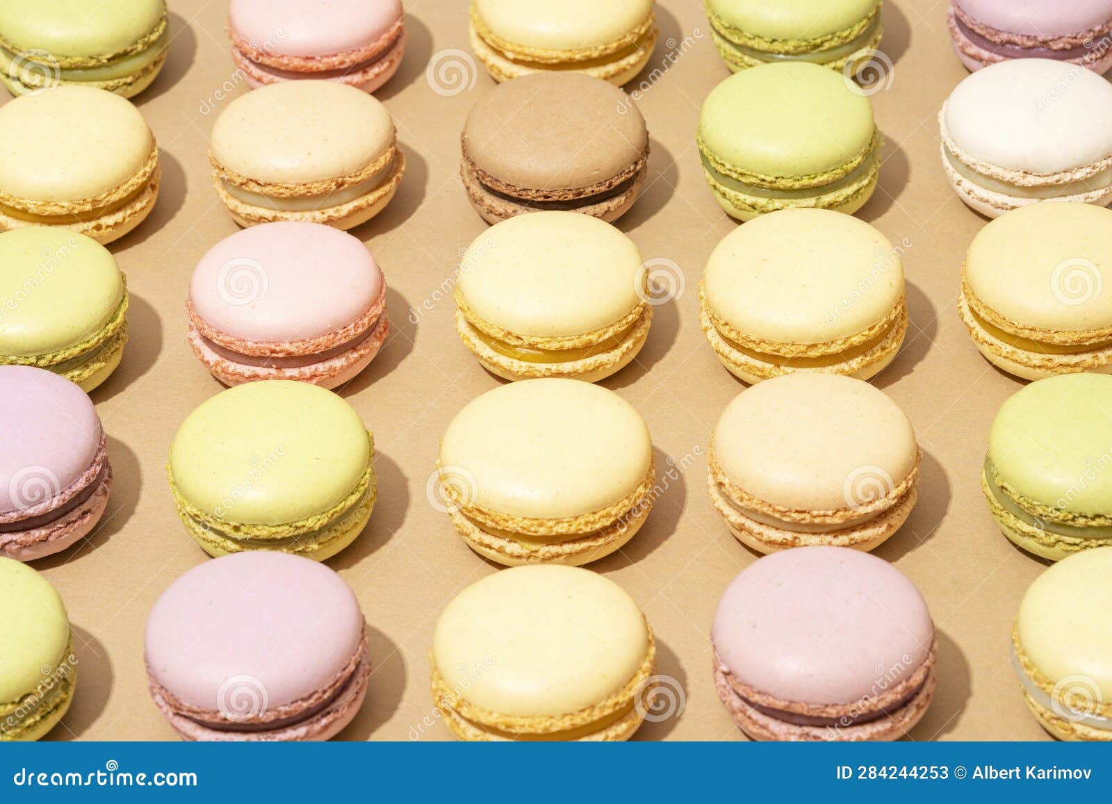 Assortment of Macarons are Neatly Arranged in Rows on a Flat Surface Stock Image - Image of ...
