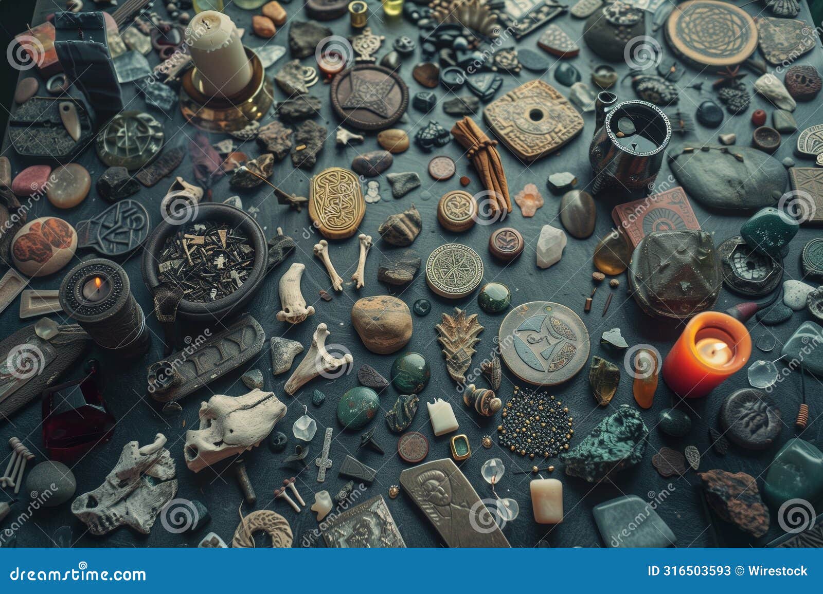 Assortment of Magical Shamanic Objects, Witchcraft, AI-generated. Stock ...