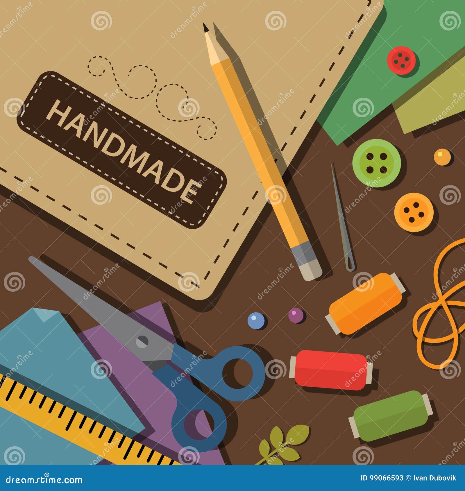 Crafting Materials and Tools Flat Illustration Stock Vector ...